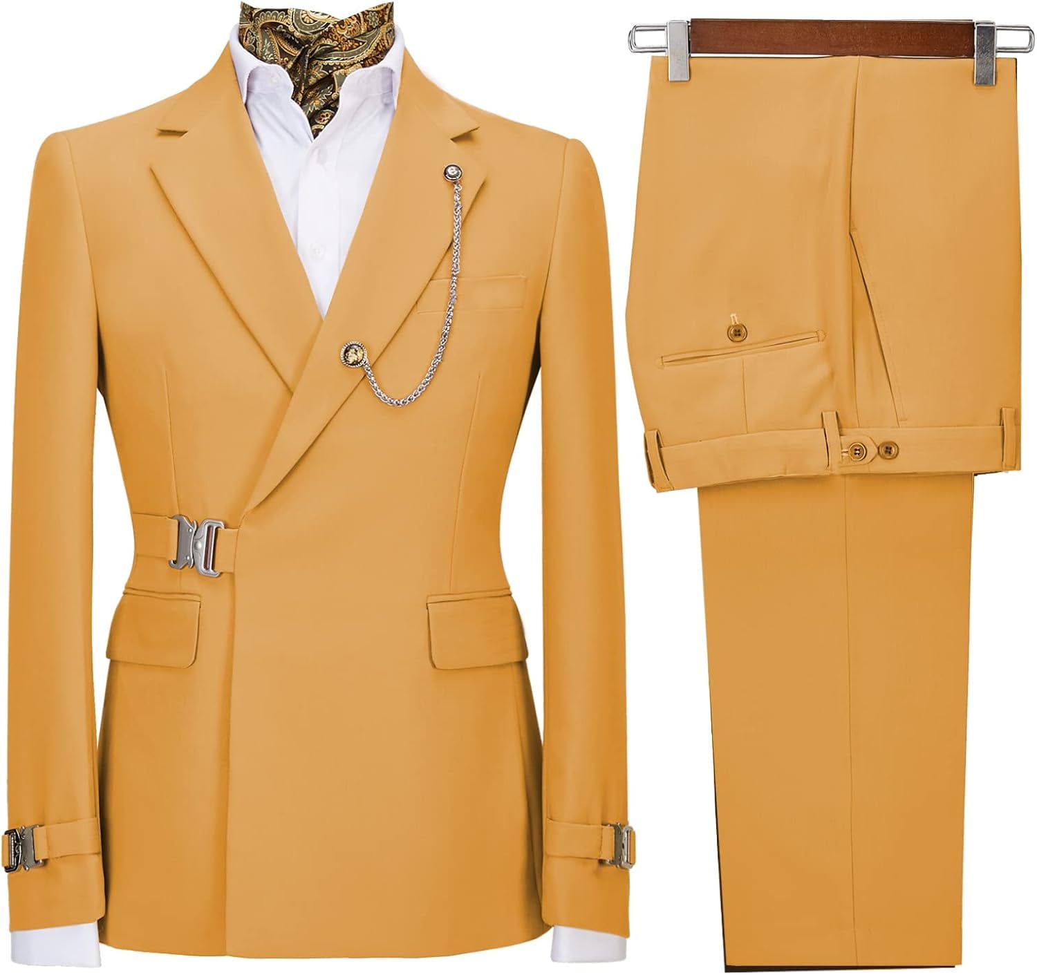 Men's 2 Piece Suit with Metal Clasp Slim Fit Suit Stylish Business ...