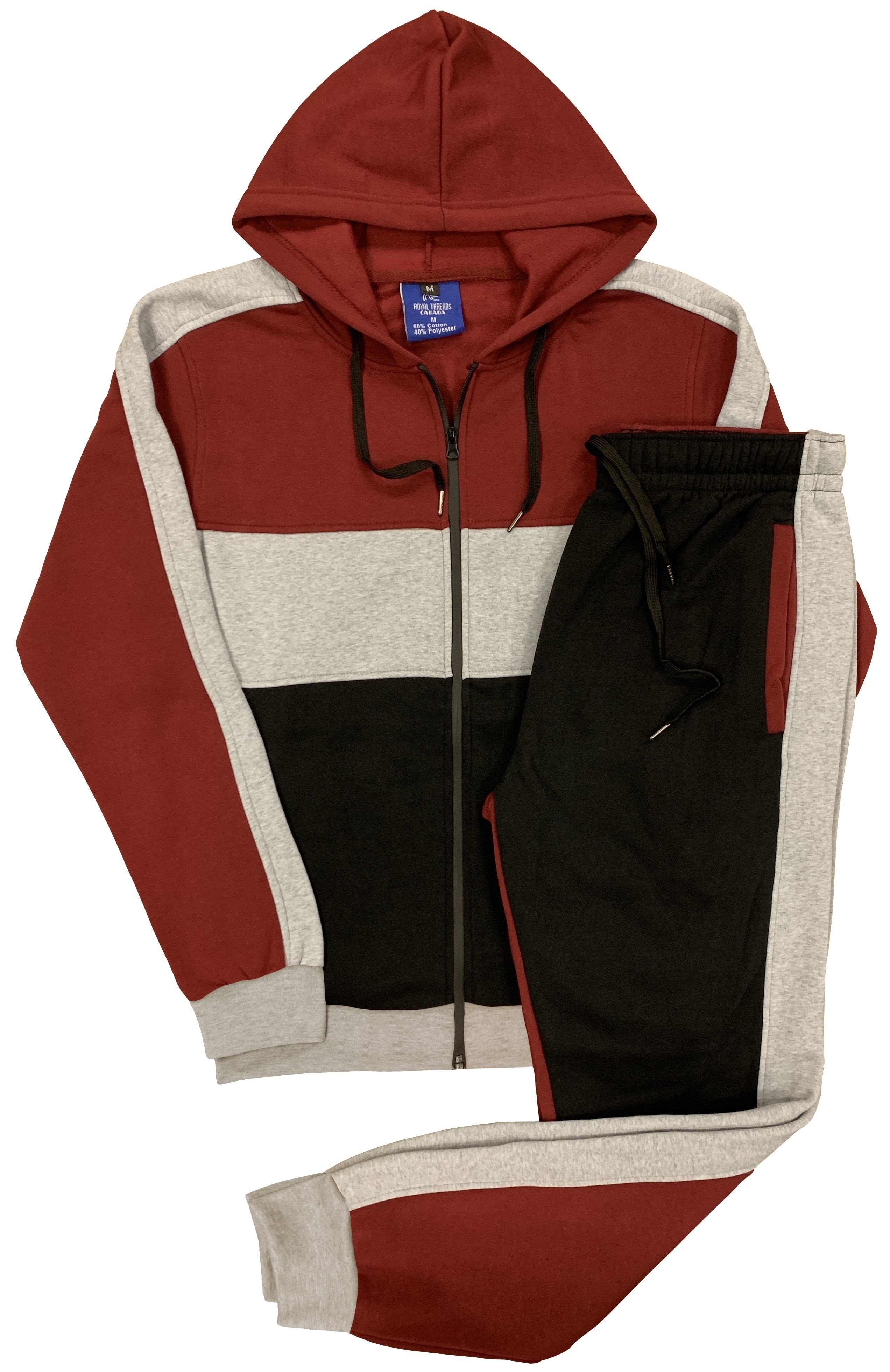 Men's 2-Piece Sweatsuit Color Block Fleece Sweat Jacket and Jogger ...