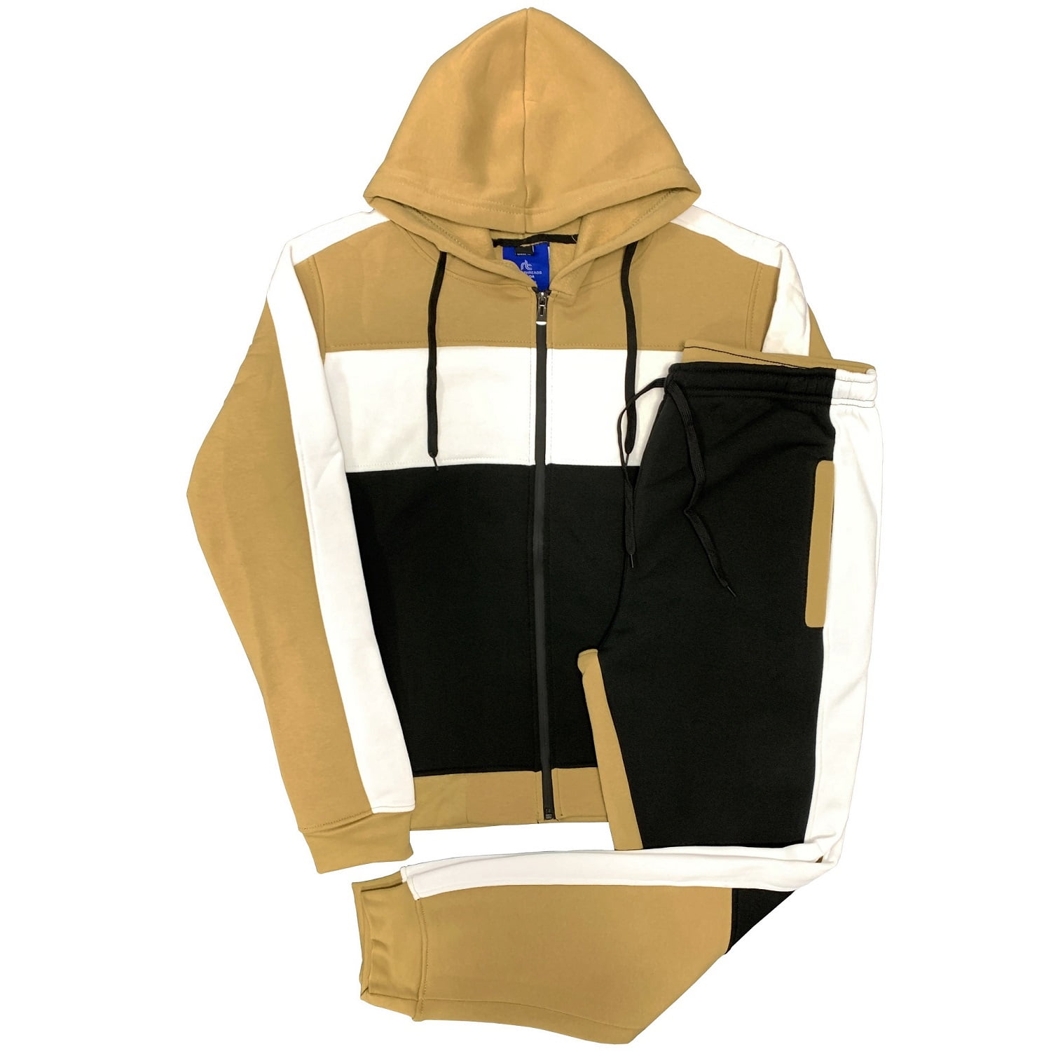 Men's 2-Piece Sweatsuit Color Block Fleece Sweat Jacket and Jogger ...
