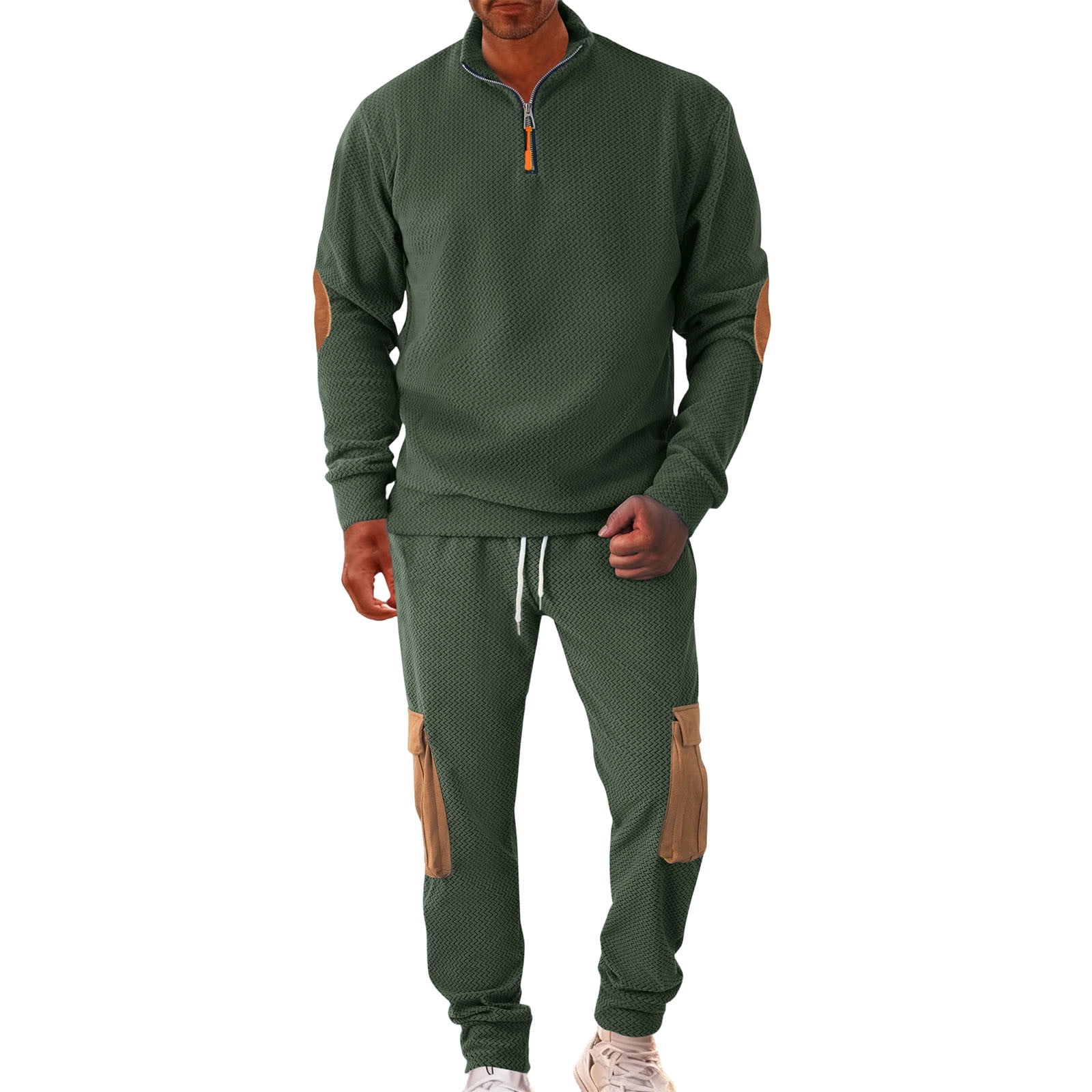 Men's 2 Piece Tracksuit Set Quarter Zip Sweatsuit Athletic Running Suit ...