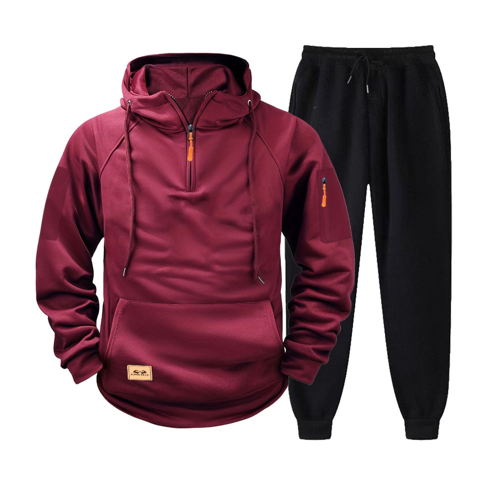 Men's 2 Piece Tracksuits Multi Pockets 1/4 Zip Hoodie Pullover and ...