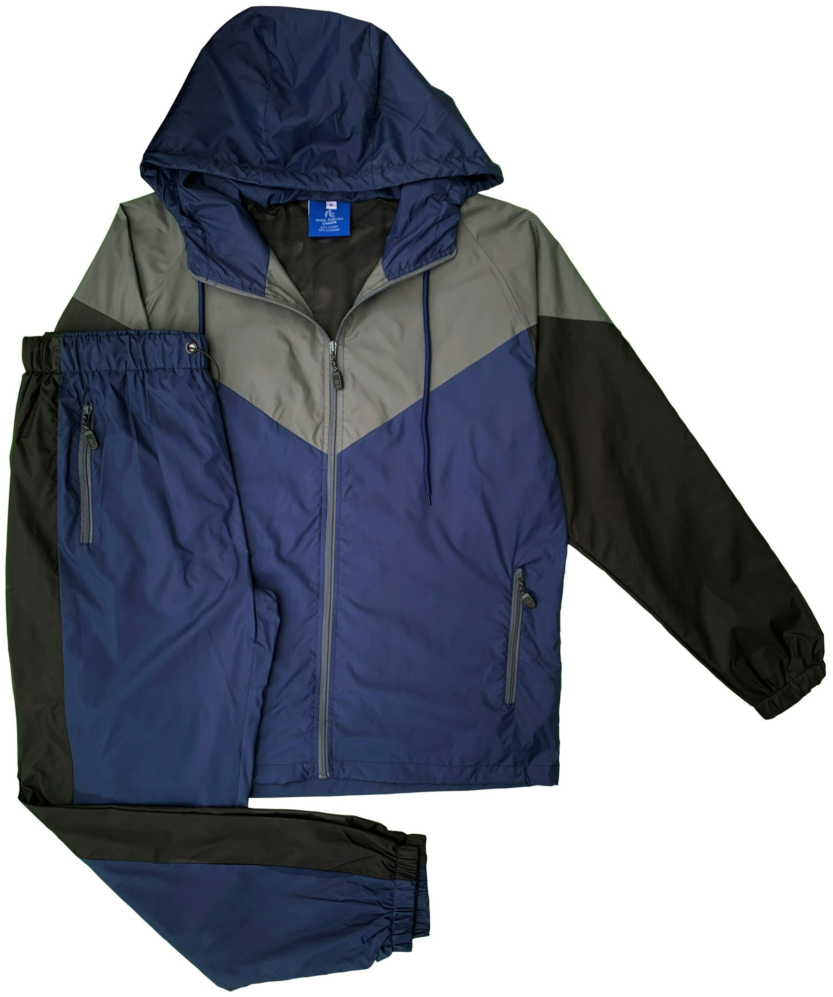 Men's 2-Piece Windbreaker Colorblock Tracksuit Meshed Lined Nylon Water ...