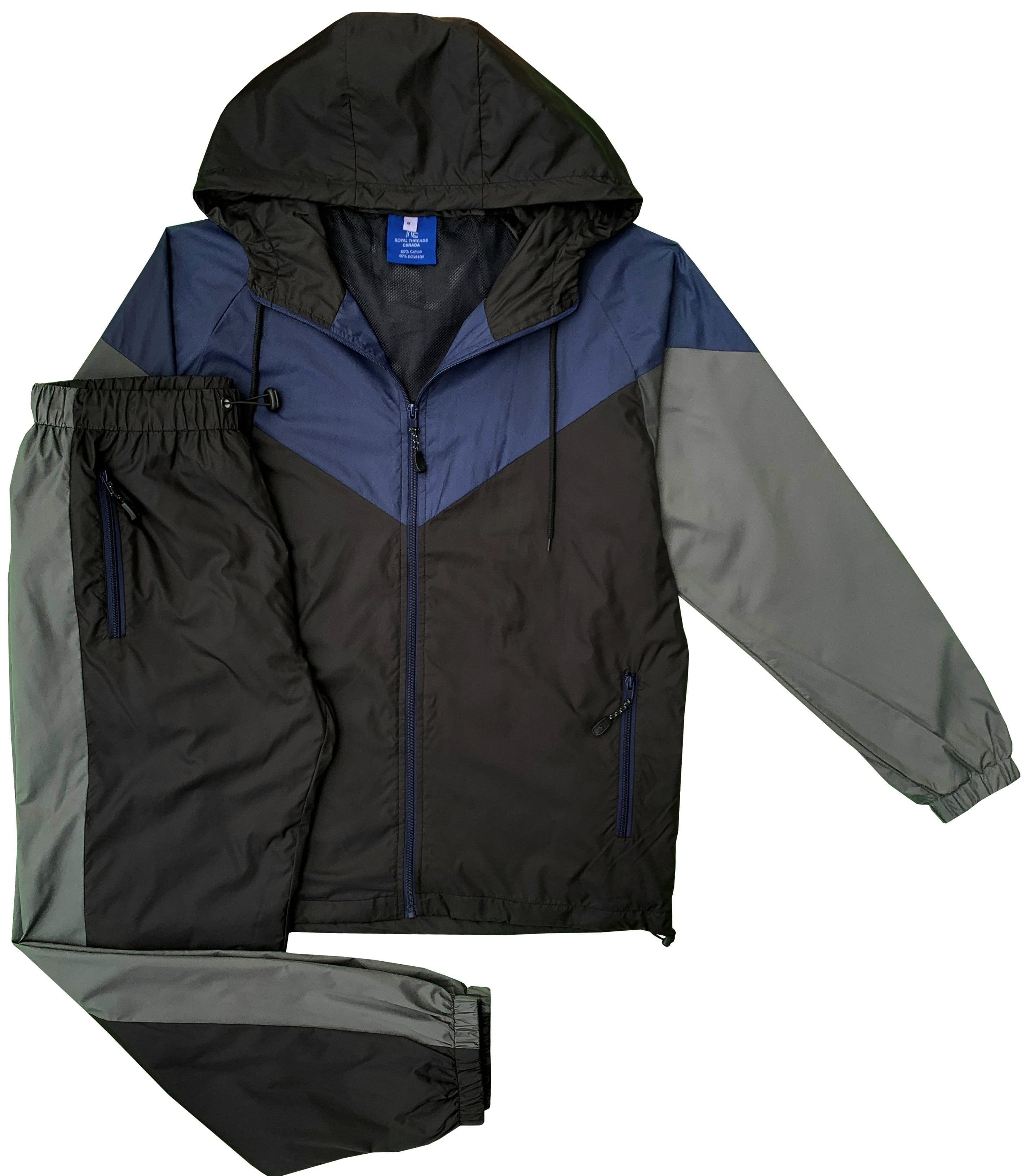 Men's 2-Piece Windbreaker Colorblock Tracksuit Meshed Lined Nylon Water ...