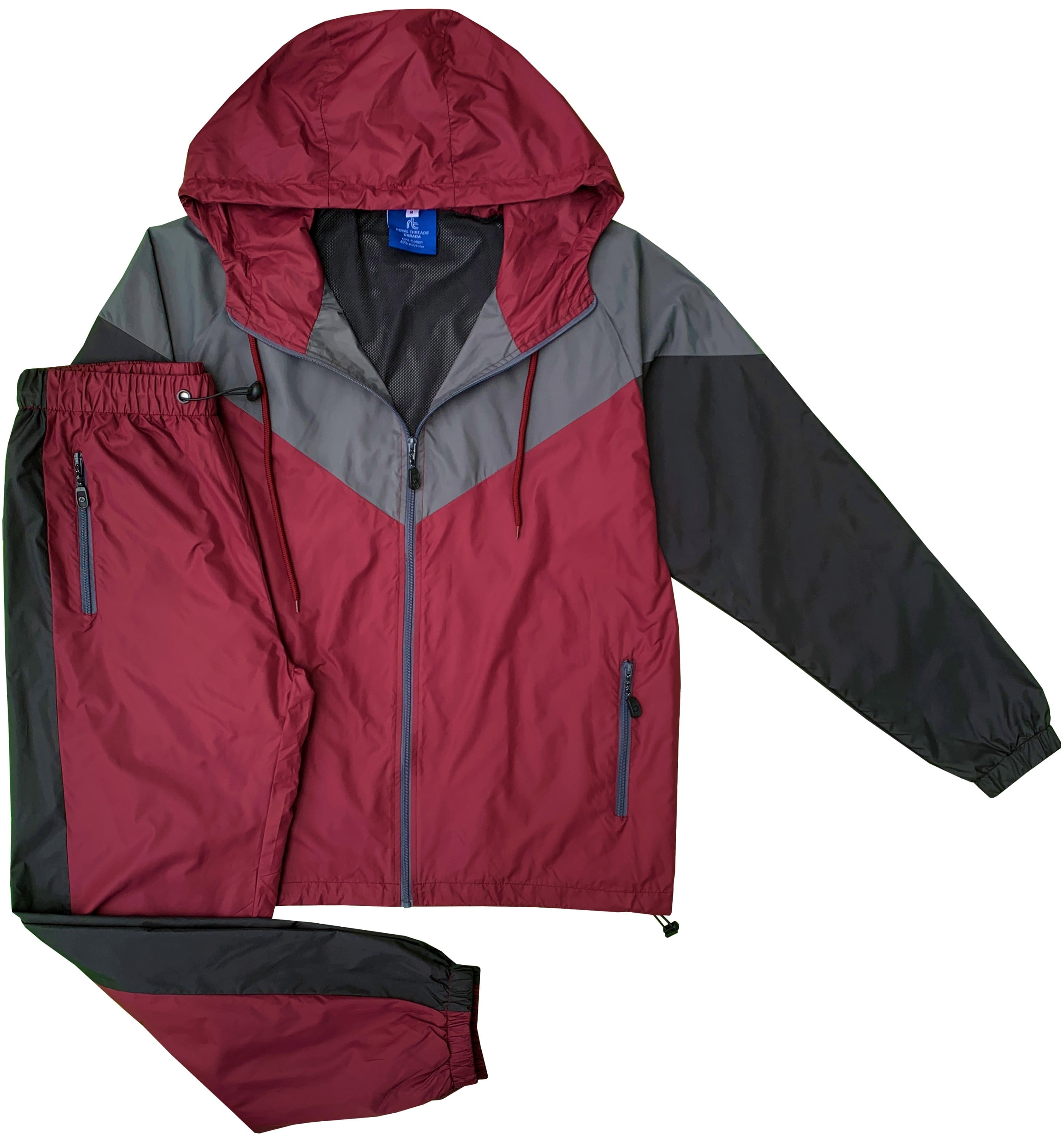 Men's 2-Piece Windbreaker Colorblock Tracksuit Meshed Lined Nylon Water ...