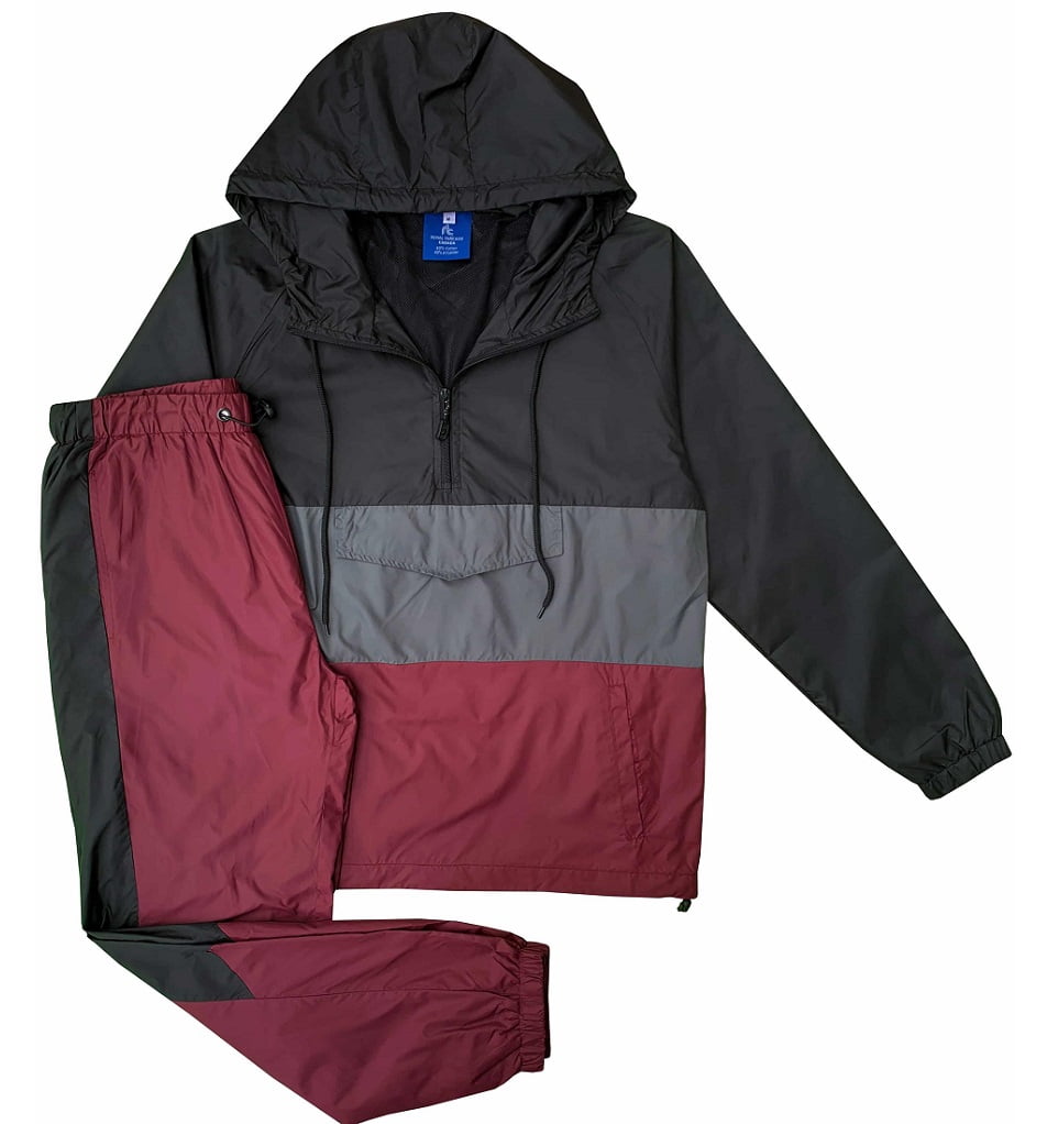 Men’s 2-Piece Suit Half Zip Pullover Windbreaker Jacket with Jogger ...