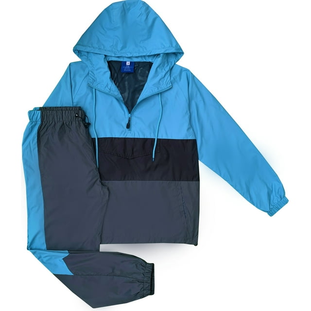 Men's 2-Piece Windbreaker Tracksuit Quarter Zip Track Jacket Mesh lined ...