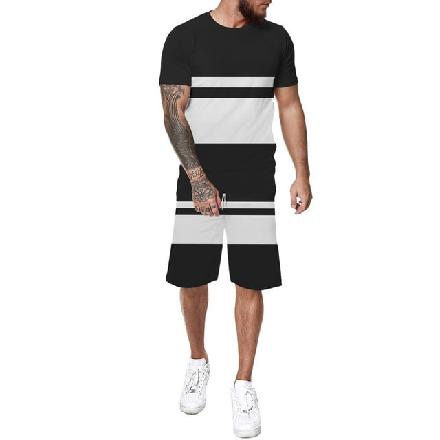 Men's 2 Pieces Sports Sets T Shirt And Shorts Set Mesh Tracksuit ...