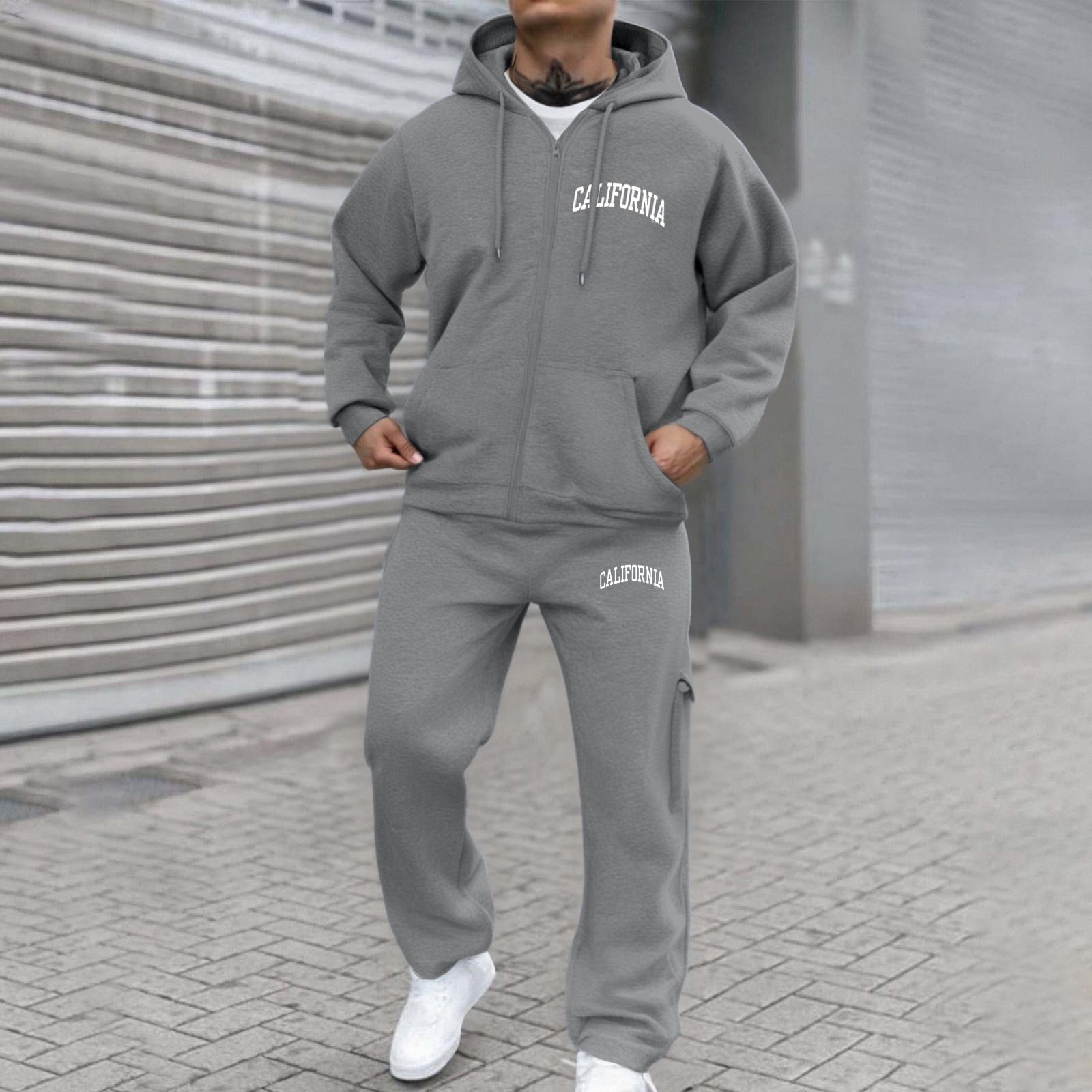Men's 2 Pieces Tracksuits Casual Athletic Sweatsuit Full Zip Pullover ...