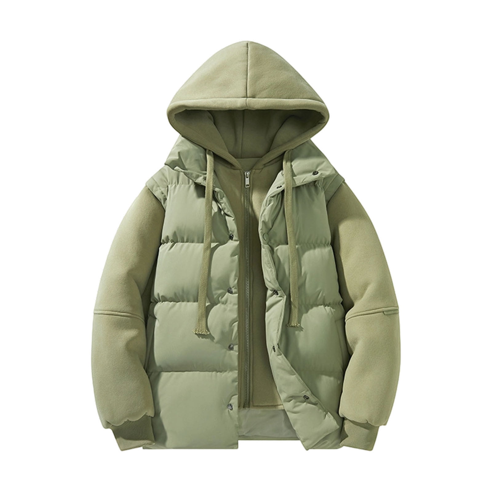 Men's 2 in 1 Jackets Thickened Long Sleeve Hooded Outfits Warm Down ...