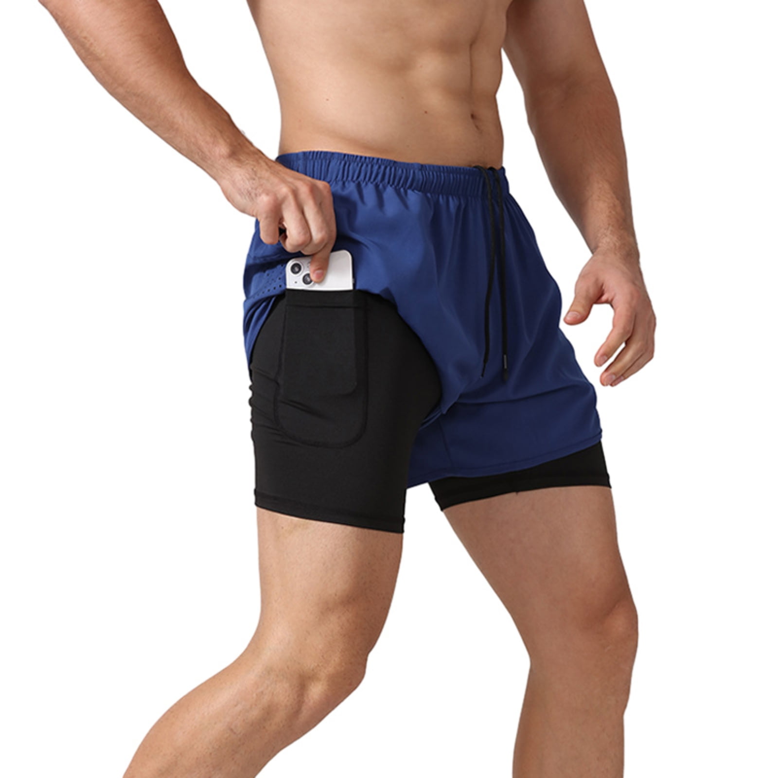 Men's 2 in 1 Running Shorts Quick Dry Gym Athletic Workout Shorts for ...