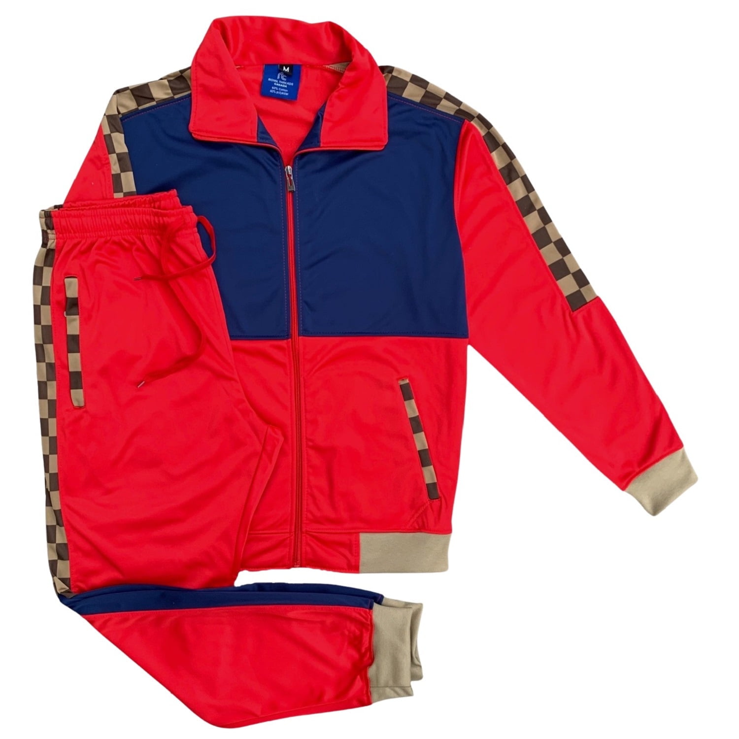 Men’s 2 piece Checker box Jogger style Jogging Suit Track Jacket ...