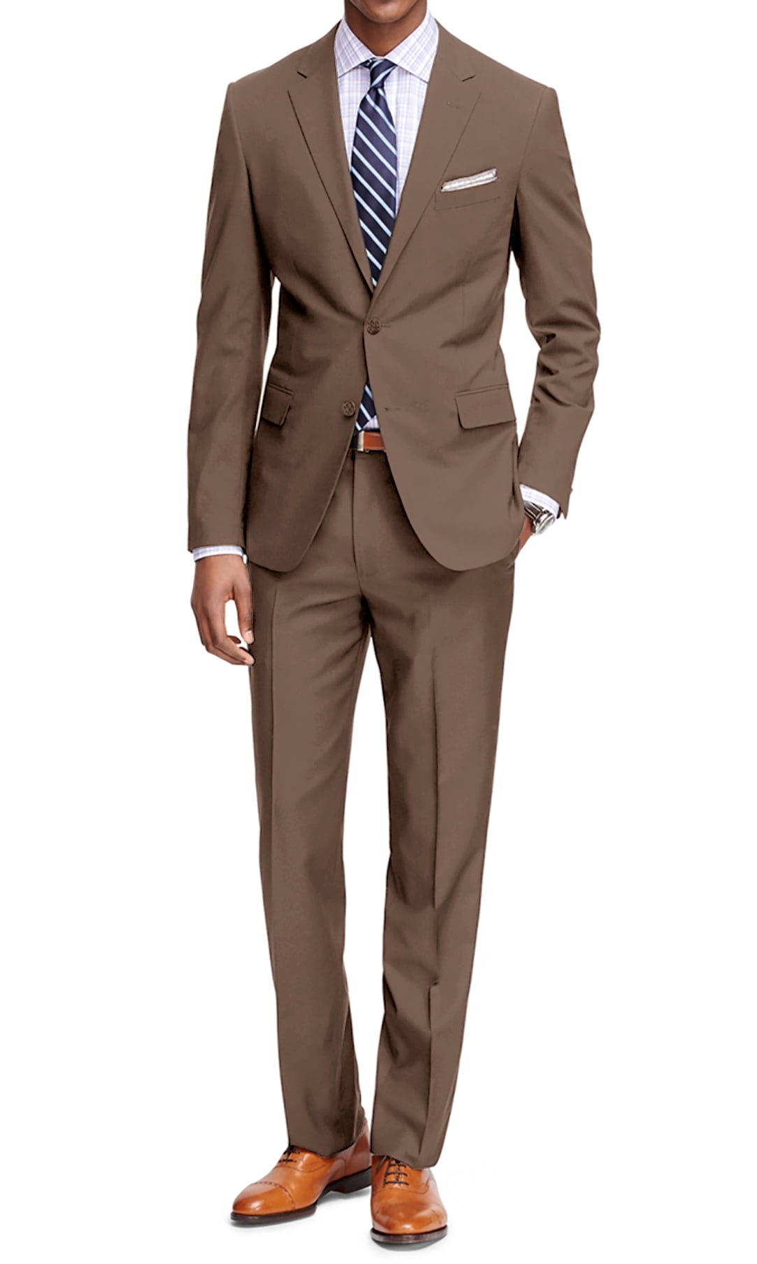 Men's 2-piece Classic Fit Suit Color: Brown Size: 46 - Walmart.com