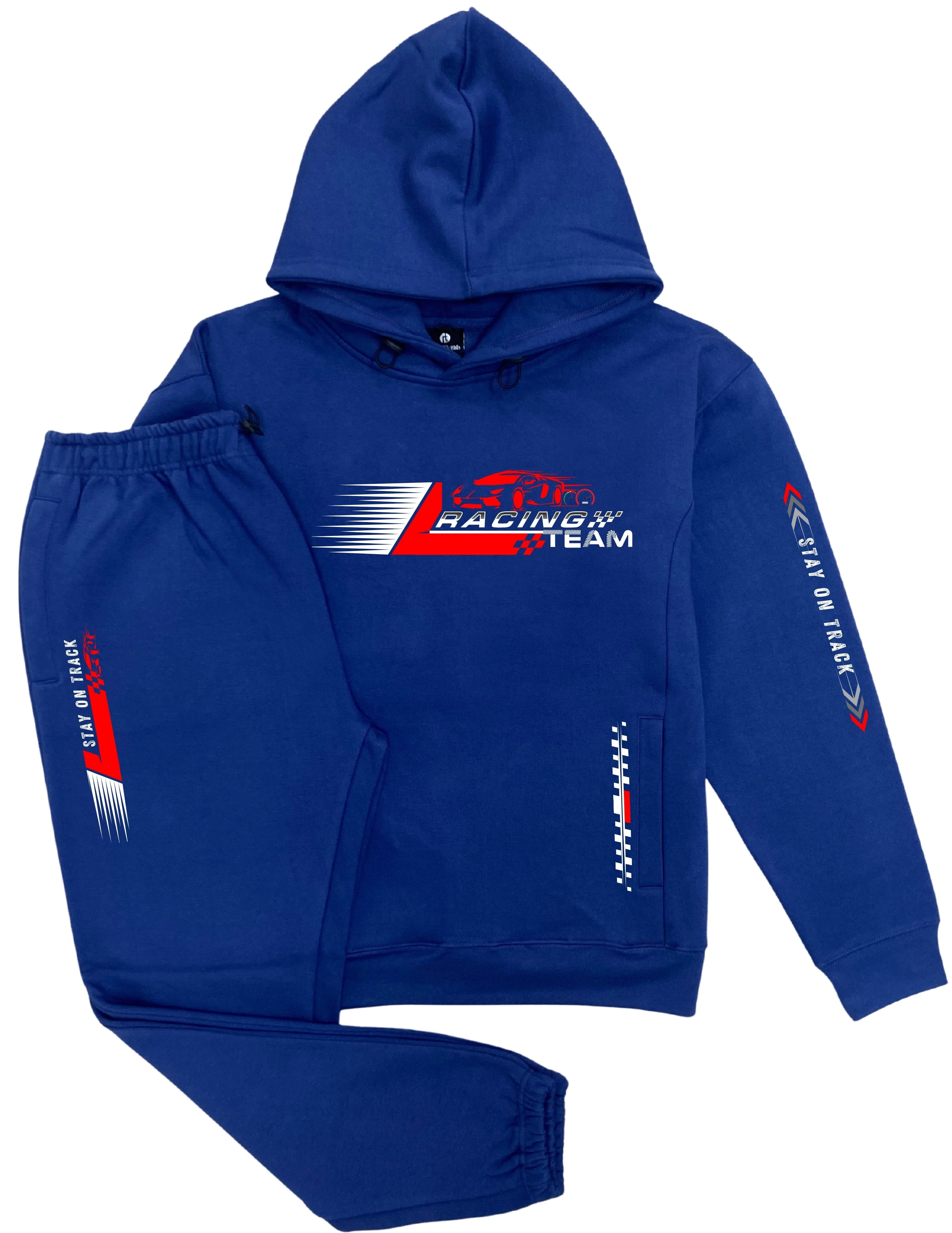 Men's 2-piece Sports Car Theme pullover hoodie & Fleece pants Sweatsuit ...