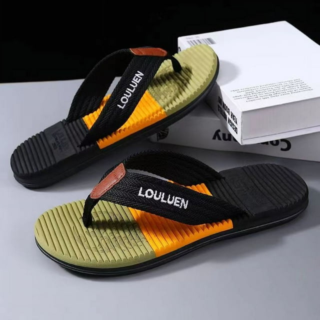 Men's 2023 New Color Block Flip Flops Quick Drying Slides Slippers For ...