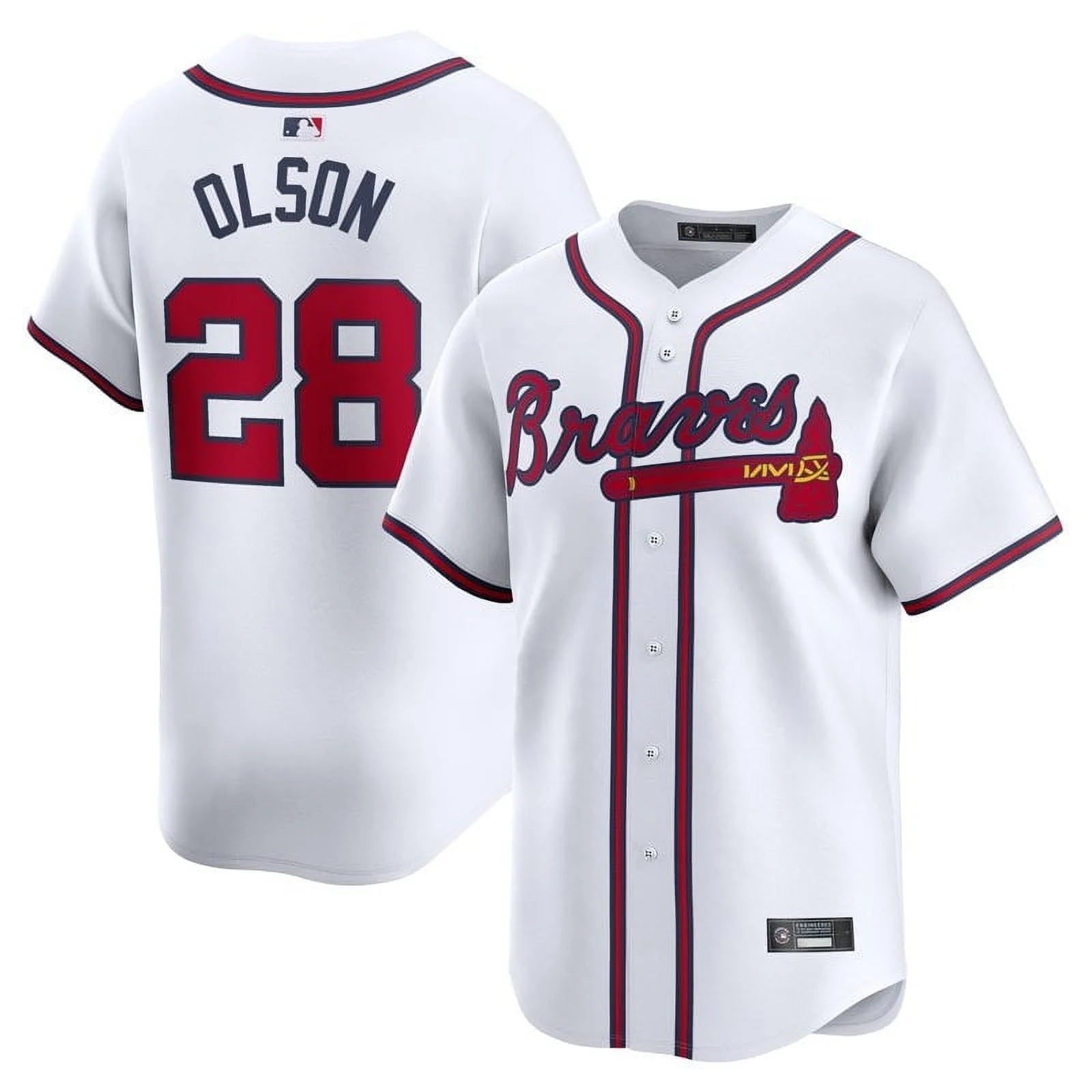 Men's 2024 Atlanta_Braves #28 Olson Fans Apparel Baseball Jersey Home ...
