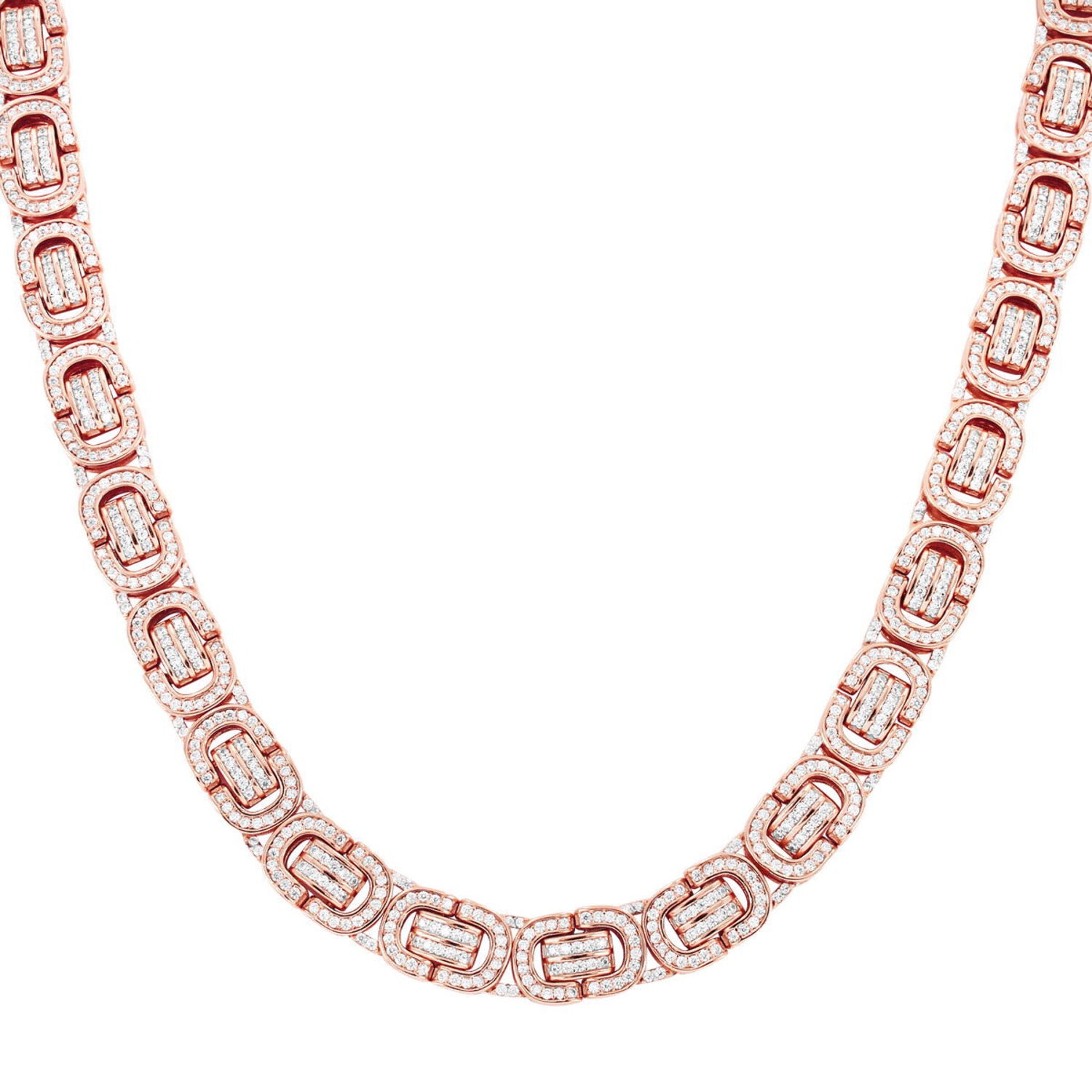 Men's 22" Rose Gold Finish Byzantine Link Custom Silver Chain - Walmart.com