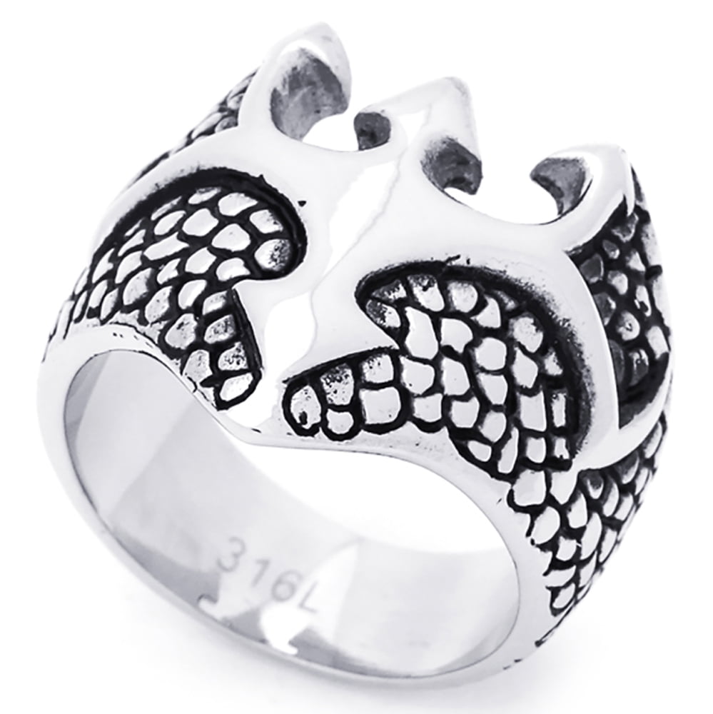 Men's 22MM Stainless Steel Antique Gothic Trident Ring For Men (Size 9 ...
