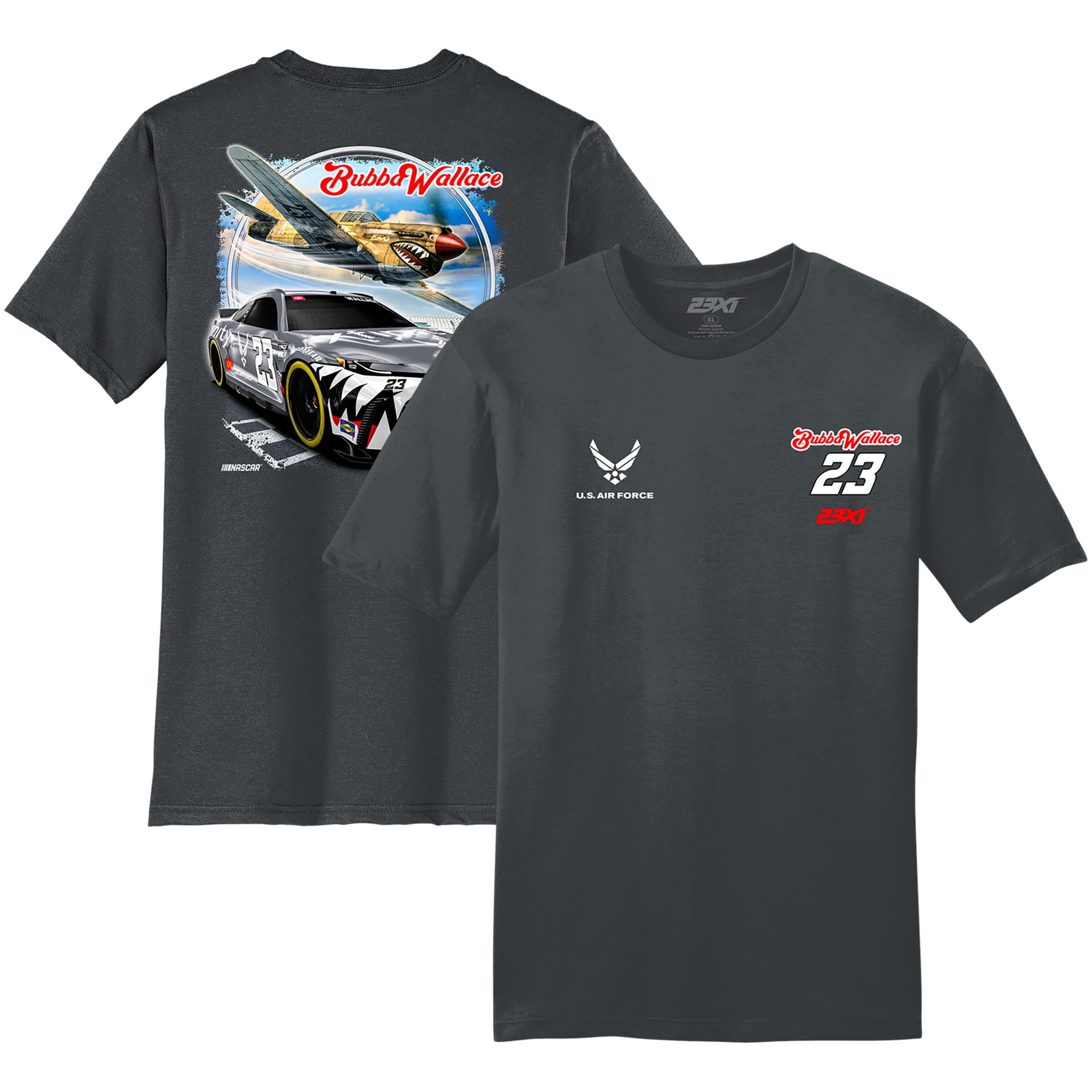 Men's 23XI Racing Charcoal Bubba Wallace U.S. Air Force Car T-Shirt ...