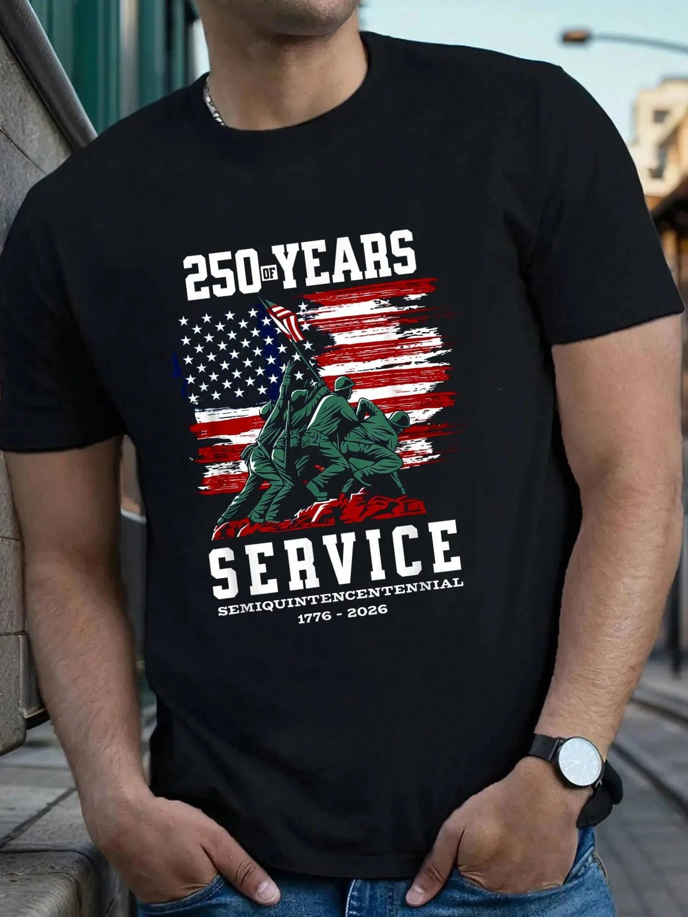 Men's 250 Years of Service Semiquincentennial T-Shirt 1776-2026 ...
