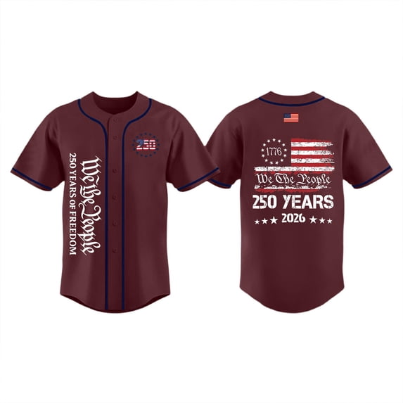 Men's 250th Anniversary Patriotic Baseball Jersey 1776-2026 America ...