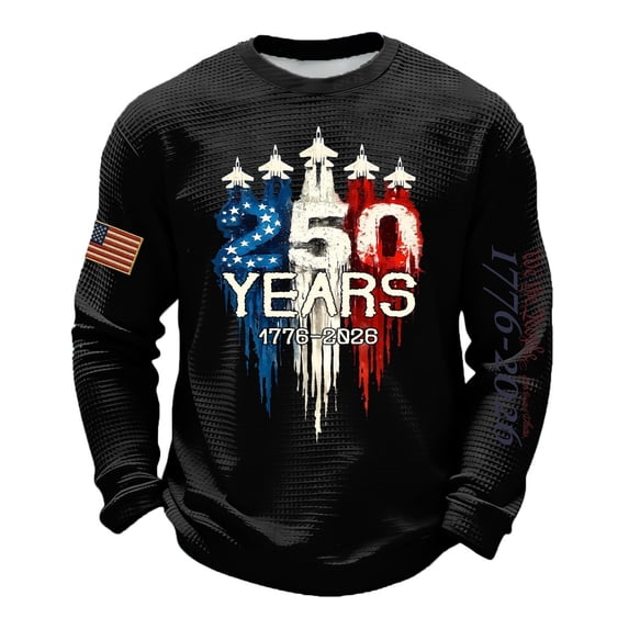 Men's 250th Anniversary Patriotic Sweatshirt, Airplane Formation Flag ...