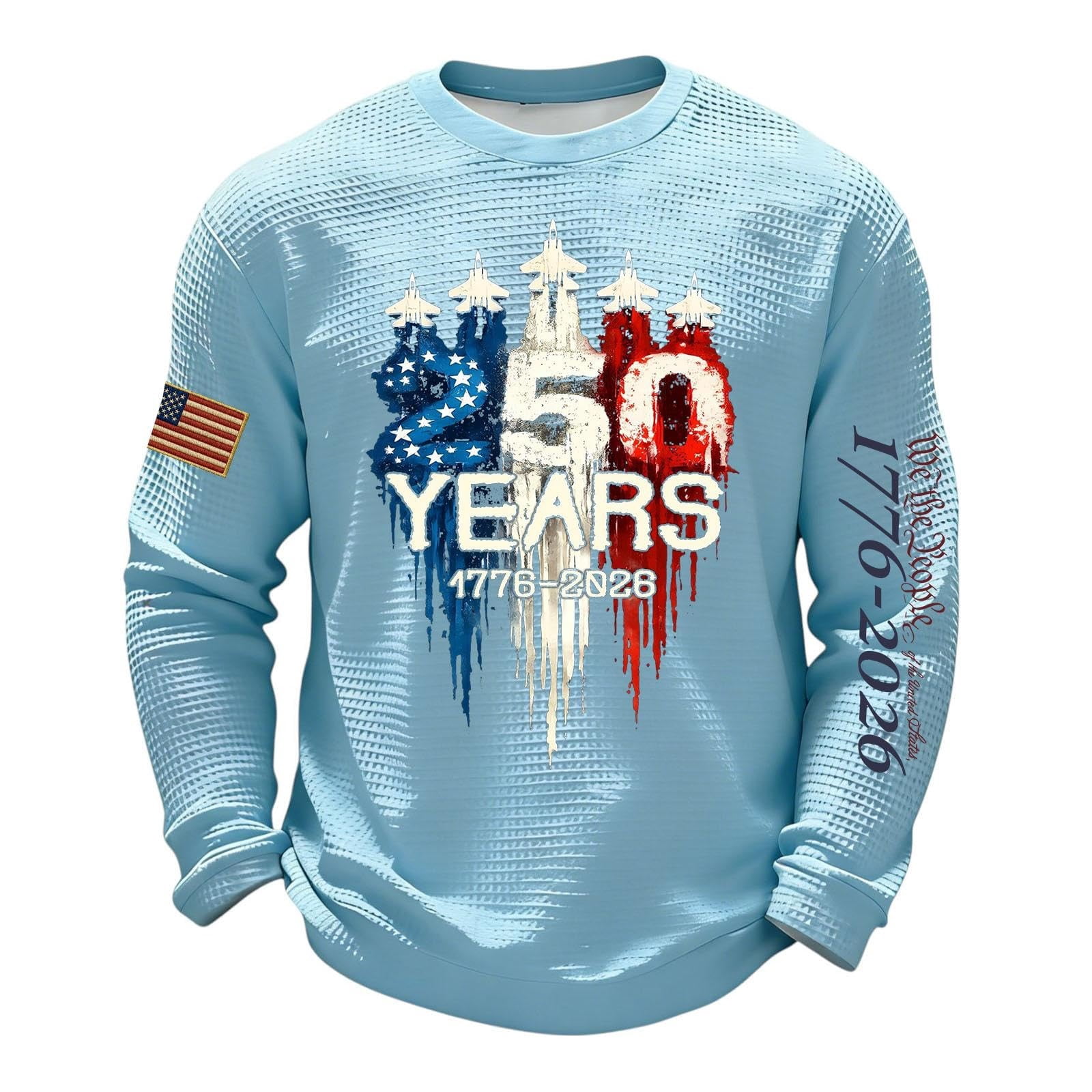 Men's 250th Anniversary Patriotic Sweatshirt, Airplane Formation Flag ...