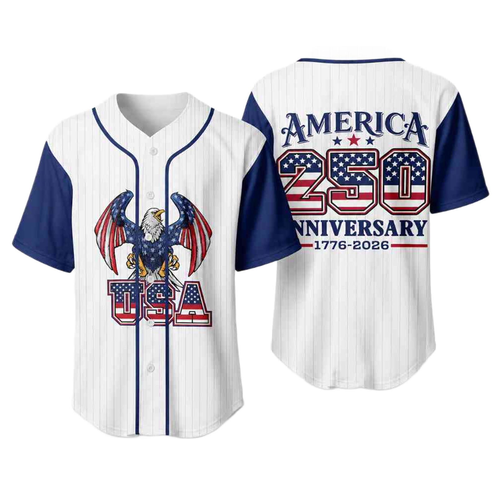 Men’s 250th Anniversary USA Jerseys - 4th of July Button Down American ...