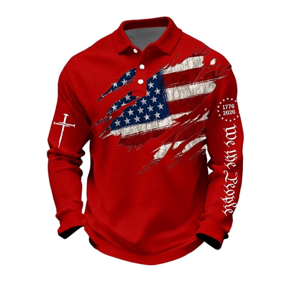 Men's 250th Anniversary Waffle Fabric Polo Shirts 250 Years Of Freedom ...