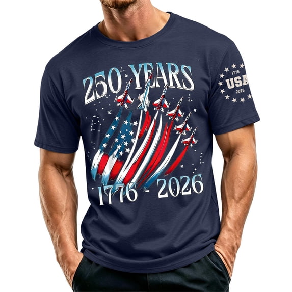 Men's 250th Anniversary of America T Shirt USA Flag Patriotic Tee 1776 ...