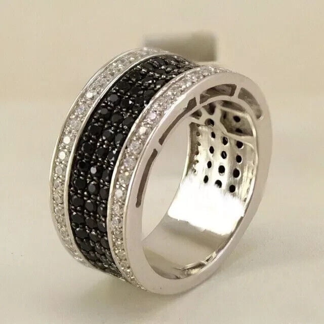 Men's 2CT Round Cut Lab-Created Black Diamond Half Band Engagement Gift ...