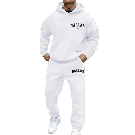 Men's 2PC Hoodie and Sweatpants Set with Letter Print for Home and Out ...