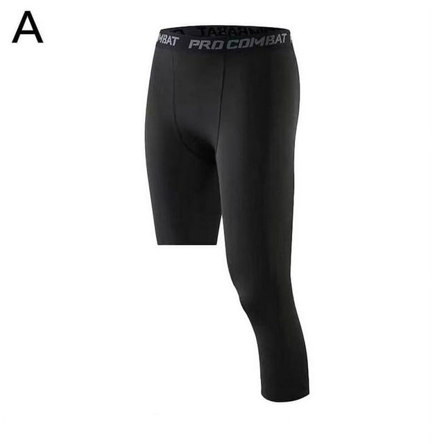 Men's 3/4 Compression Pants One-Leg Tights Athletic Basketball Layer ...