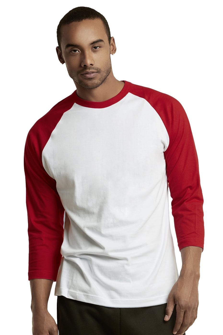 Men's 3/4 Sleeve Casual Raglan Jersey Baseball Tee Shirt (L, Red/White ...