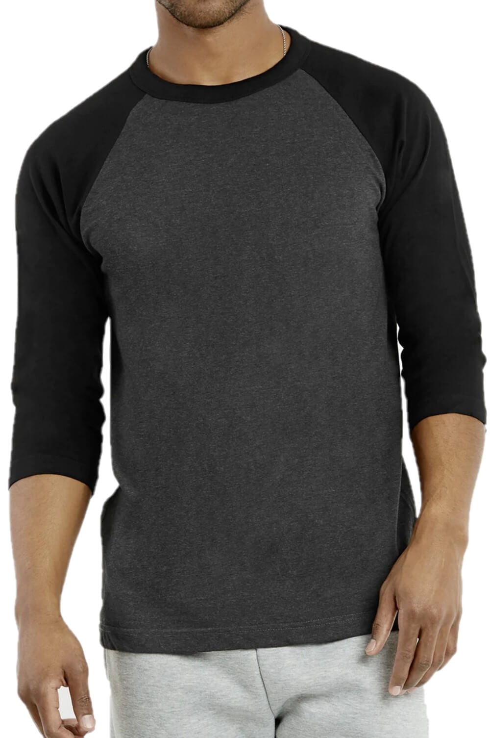 Men's 3/4 Sleeve Crew Neck Baseball Shirt, Casual Dynamic Cotton Raglan ...