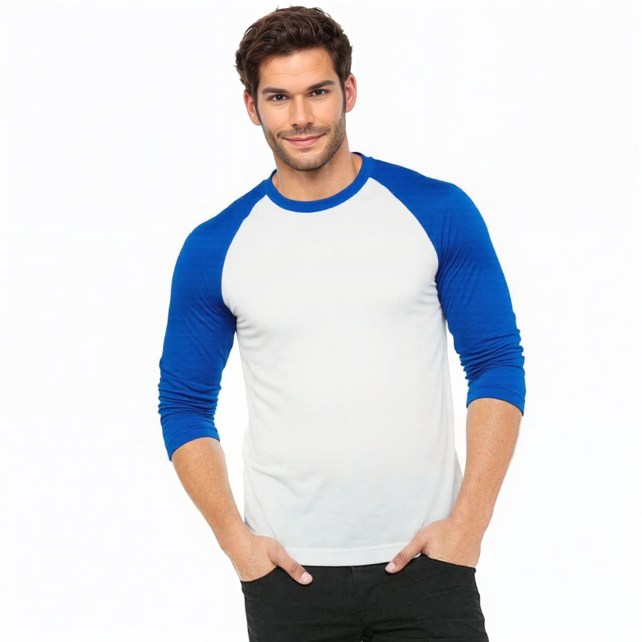 Men's 3/4 Sleeve Crew Neck Baseball Shirt, Casual Dynamic Cotton Raglan ...