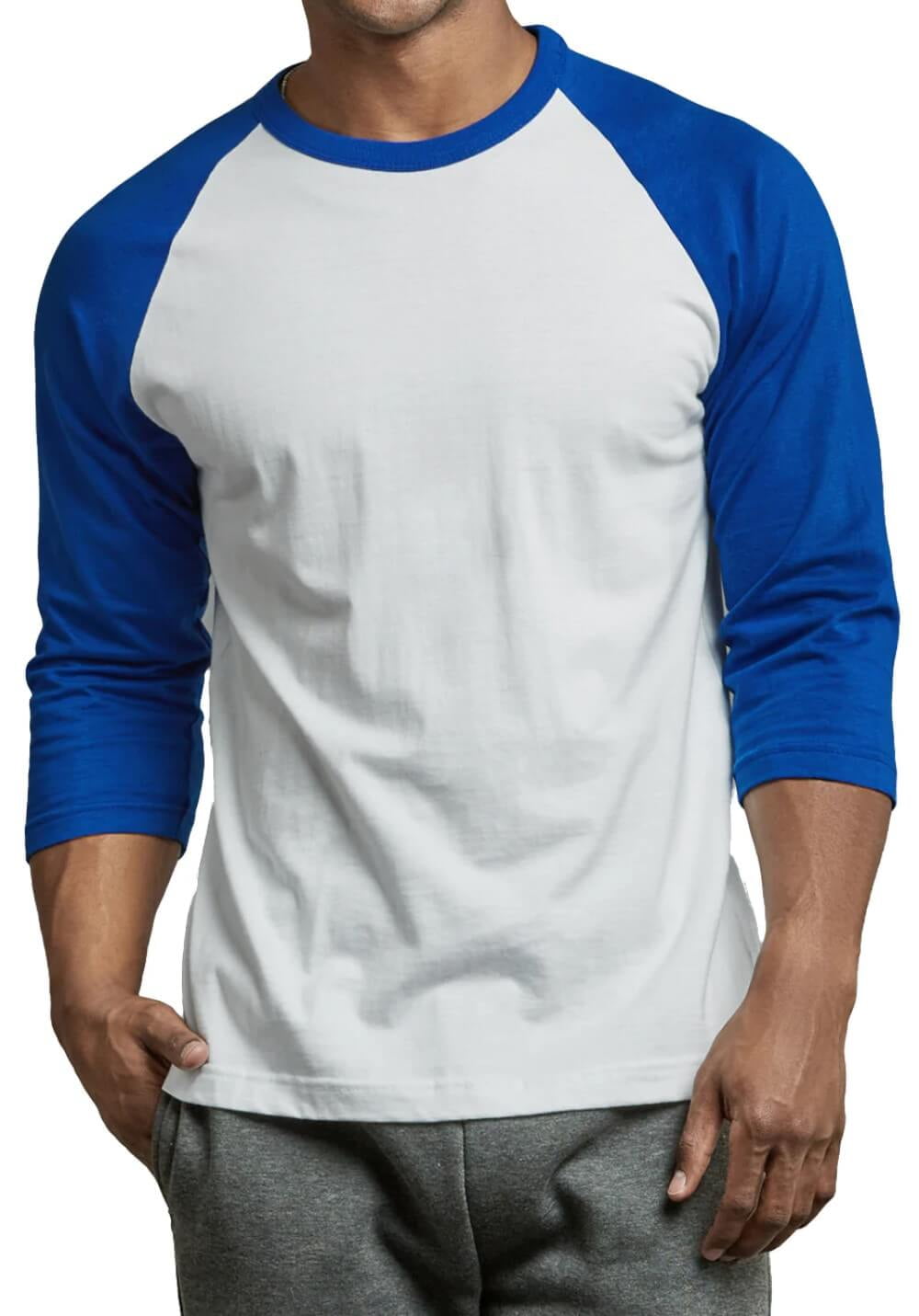 Men's 3/4 Sleeve Crew Neck Baseball Shirt, Casual Dynamic Cotton Raglan ...