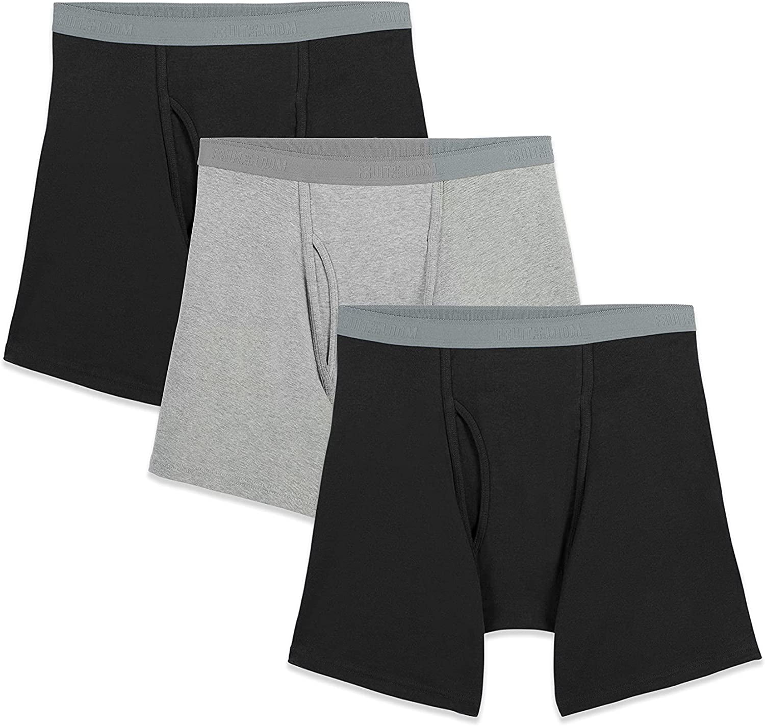 Men's 3-Pack Big Man Boxer Briefs - Black / Grey 3EL7XBM (2XB (Waist 46 ...