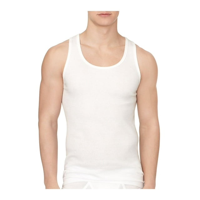 Men's 3-Pack Cotton Classic Rib Tank Top, White, Medium - Walmart.com