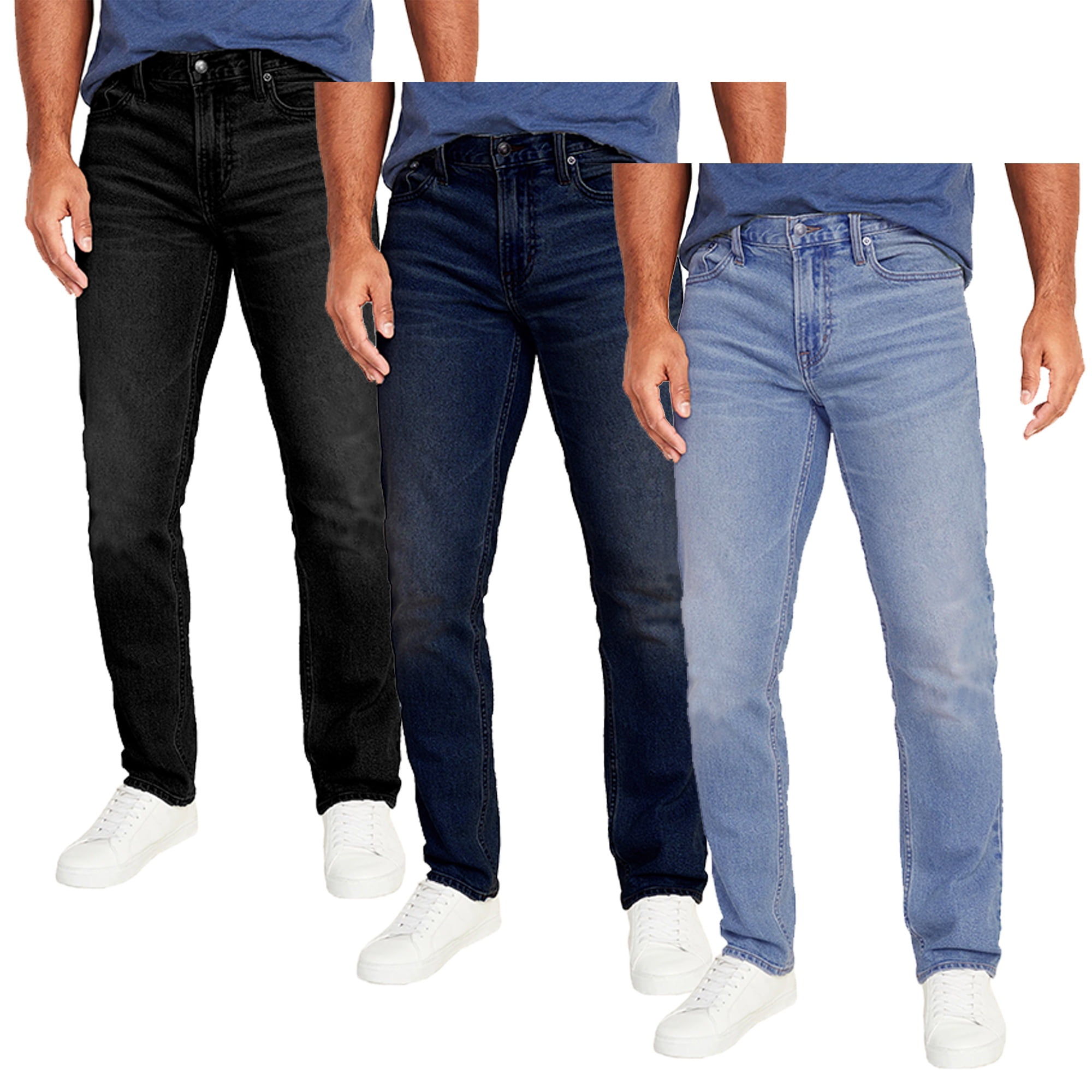 Men's Flex Stretch Slim Straight Jeans 3-Pack, Comfort Fit, 5-Pocket ...