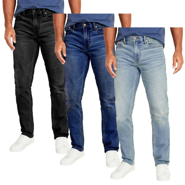 Men's Regular Cut Flex Stretch Slim Straight Jeans, 3-Pack with 5 ...