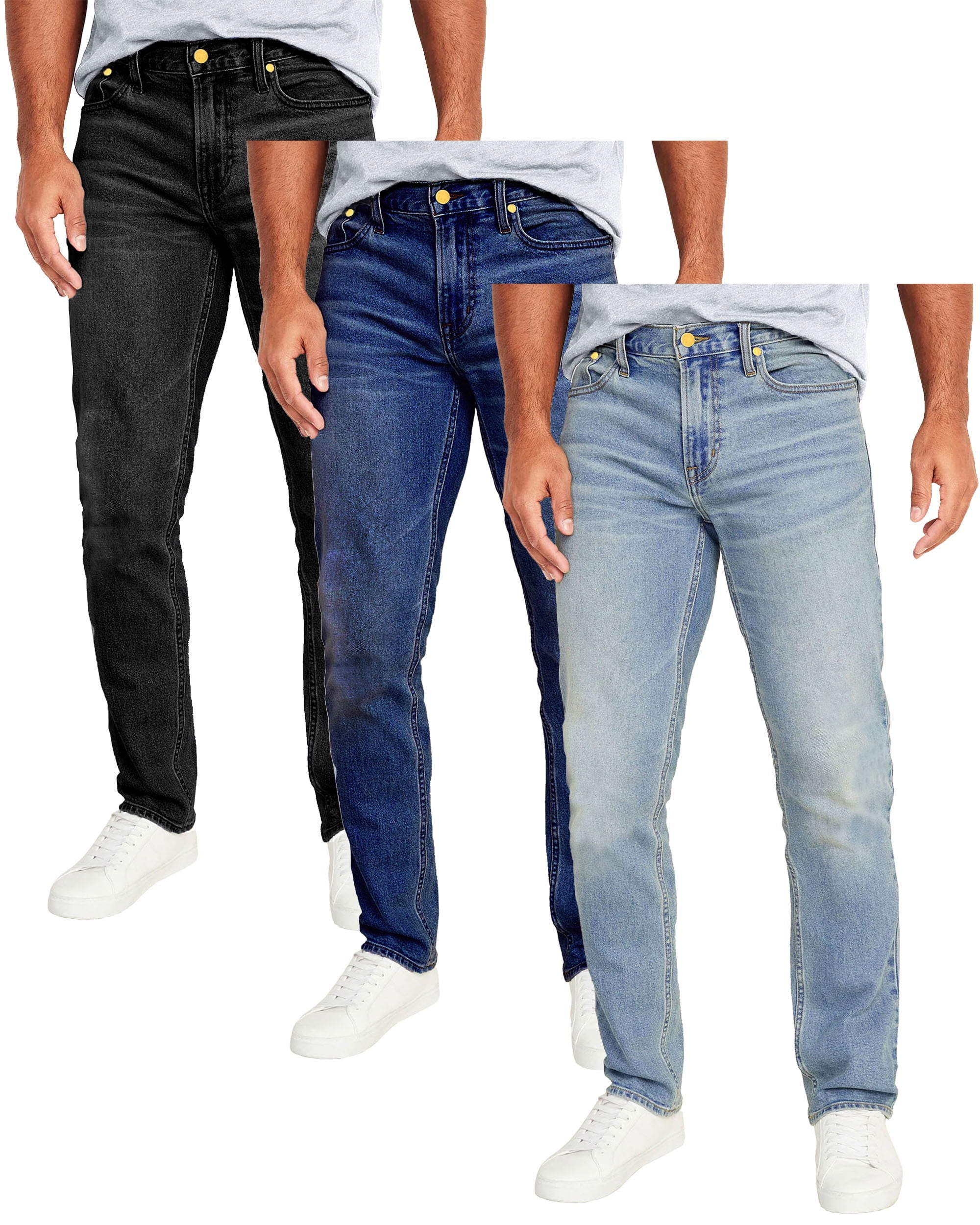 Men's Flex Stretch Slim Straight Jeans, 3-Pack, Comfort Fit, Four-Way ...