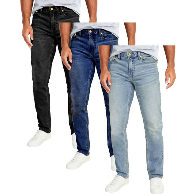 Men's Regular Cut 3-Pack Flex Stretch Slim Straight Jeans, 5 Pocket ...