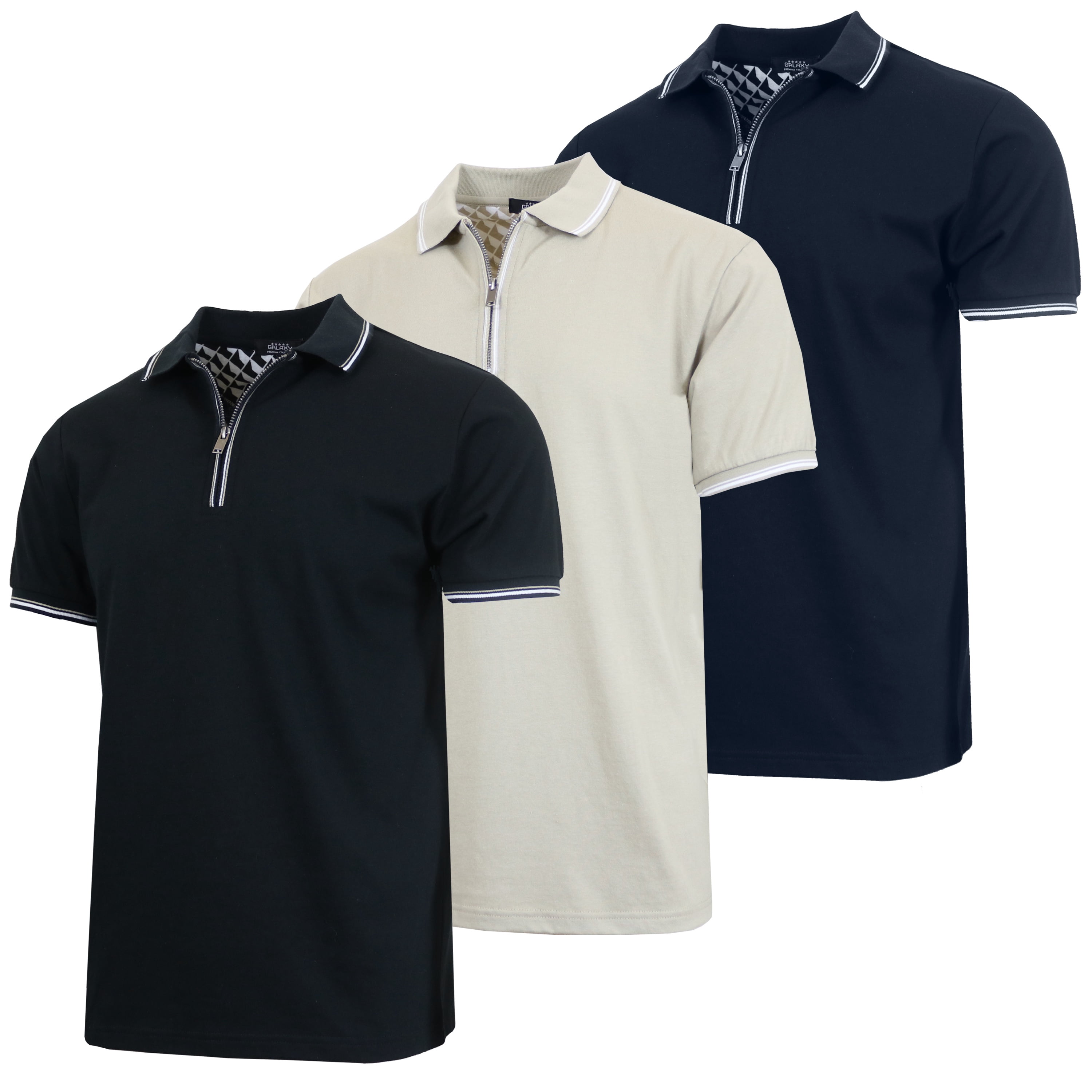 Men’s 3-Pack Modern Fit Polo Shirt with Zip Placket (S-2XL) - Walmart.com