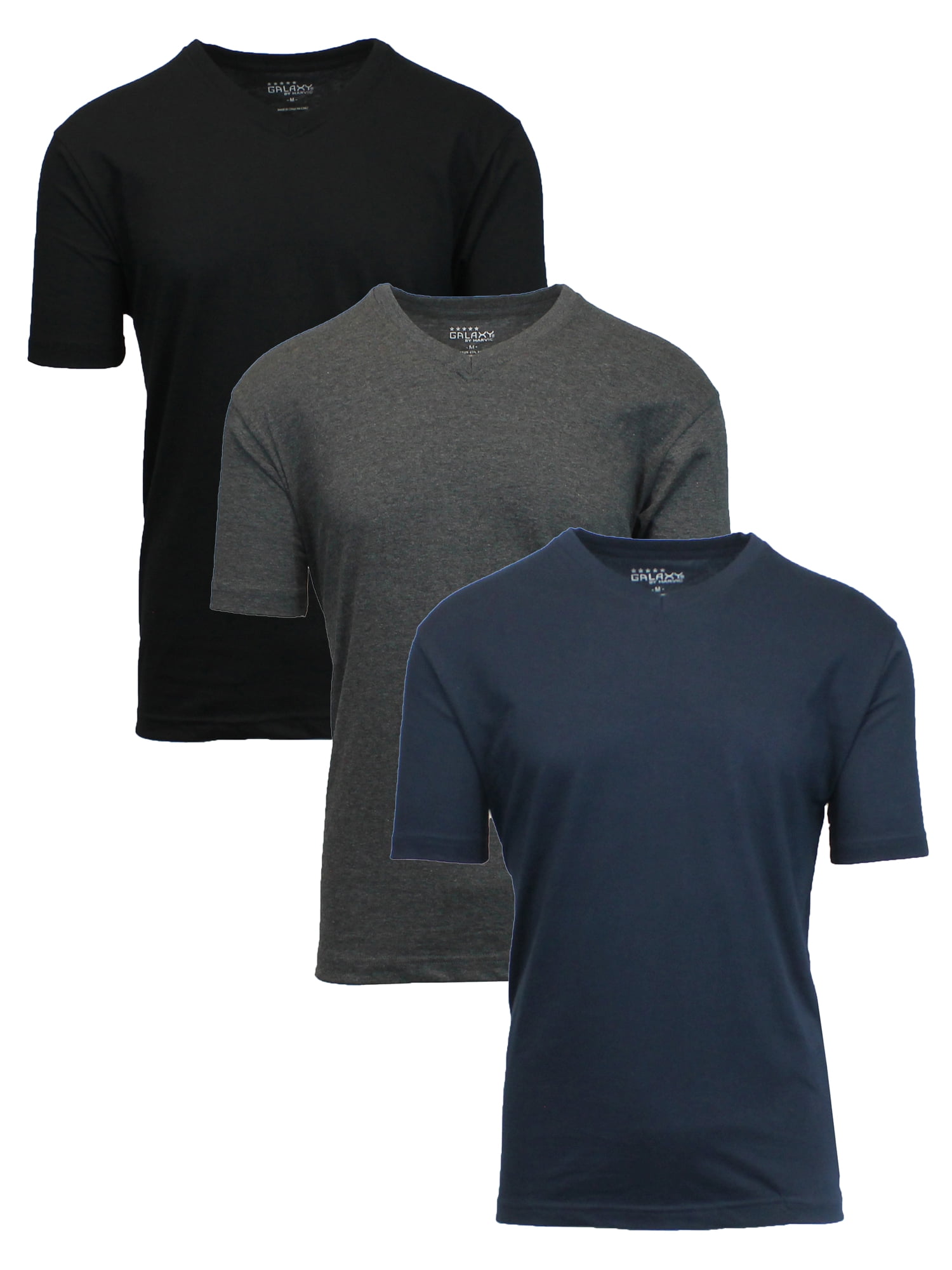 Men's 3-Pack Short Sleeve V-Neck Modern Fit Classic Tees (S-3XL ...