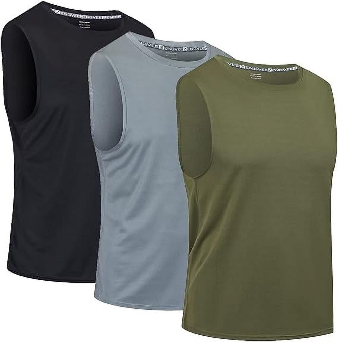 Men's 3 Pack Sleeveless T-Shirts Vest Top for Men Quick Dry Muscle Gym ...