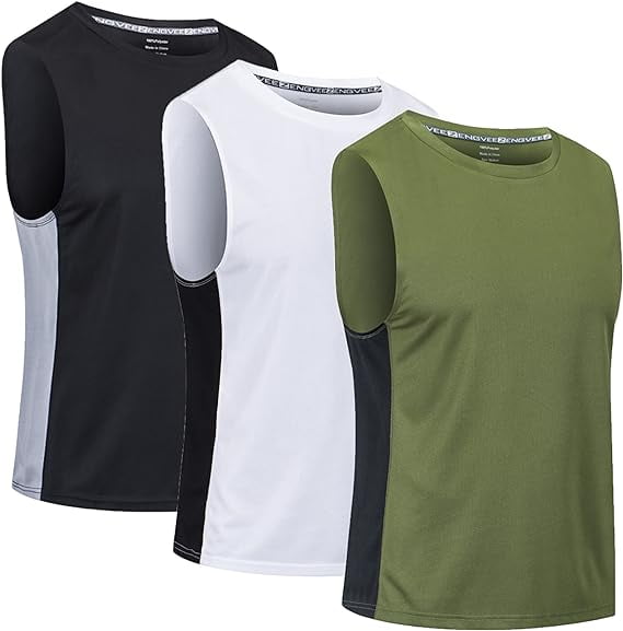 Men's 3 Pack Sleeveless T-Shirts Vest Top for Men Quick Dry Muscle Gym ...
