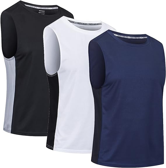 Men's 3 Pack Sleeveless T-Shirts Vest Top for Men Quick Dry Muscle Gym ...