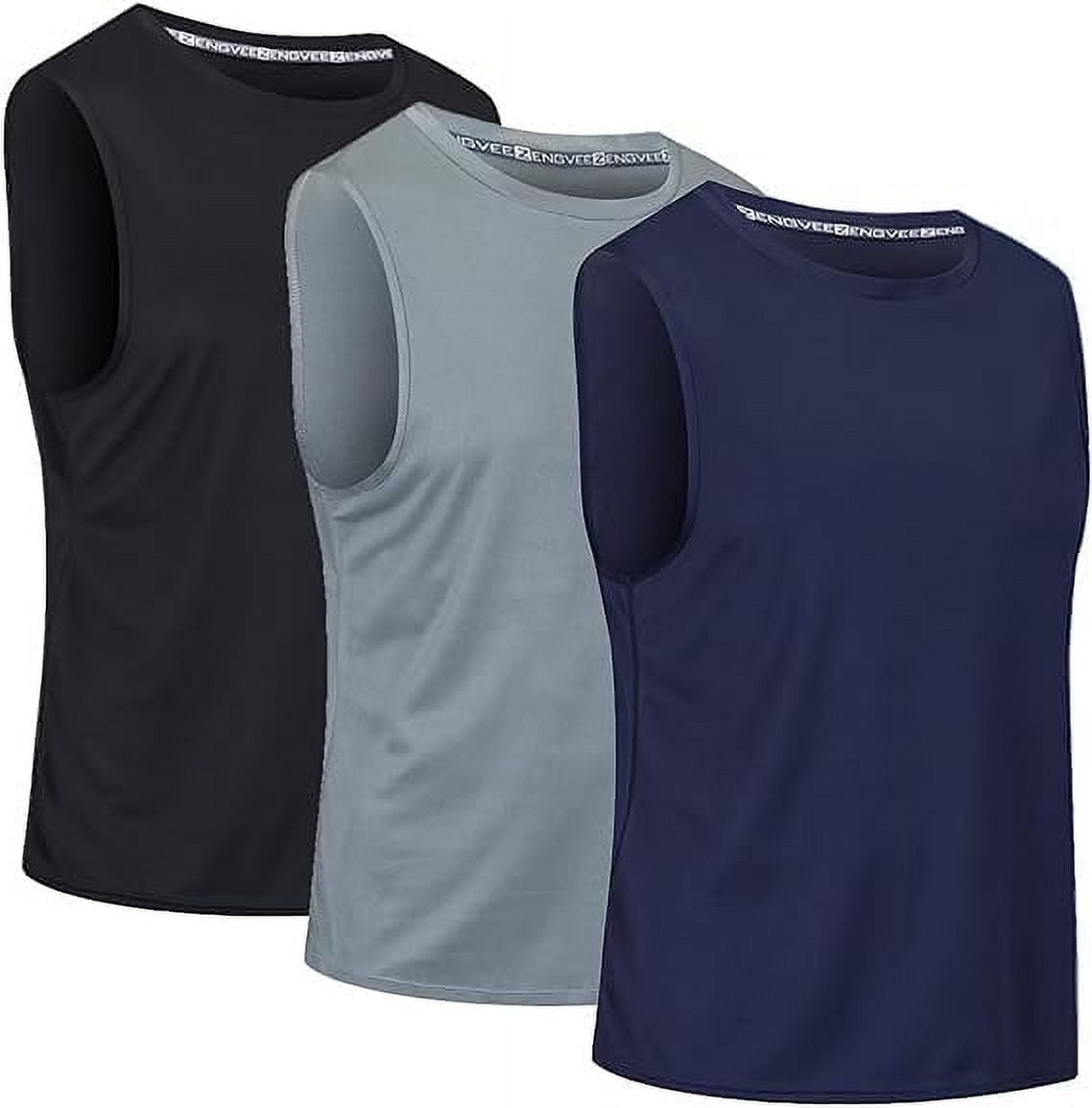 Men's 3 Pack Sleeveless T-Shirts Vest Top for Men Quick Dry Muscle Gym ...
