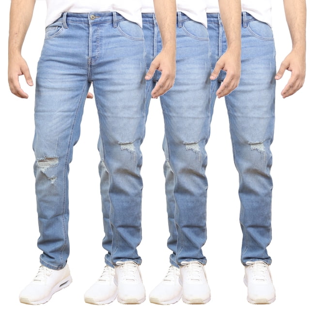 Men's 3-Pack Stretch Ripped Jeans - Denim Look with Flexibility ...