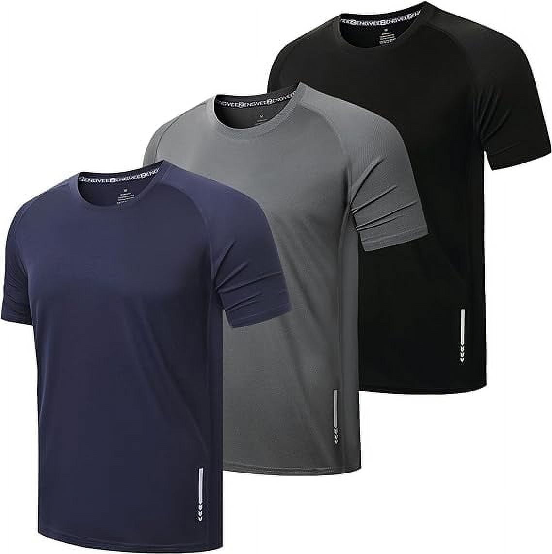 Men's 3 Pack Workout Shirts Dry Fit Moisture Wicking Short Sleeve Mesh Athletic T-Shirts ...